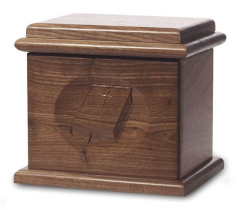 Deluxe Wood Urn – Oak Dark Walnut Stain | Avon Coffin Works