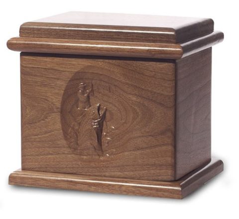 Deluxe Wood Urn – Oak Dark Walnut Stain | Avon Coffin Works