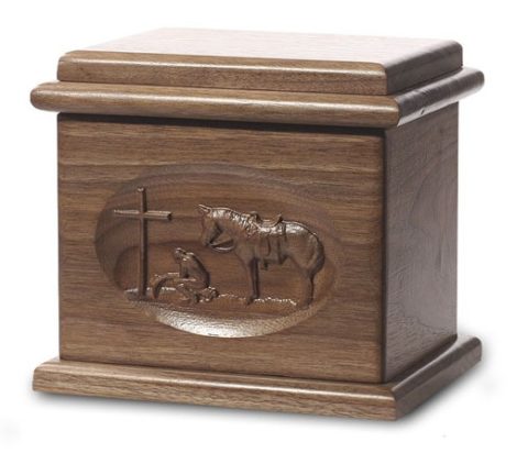 Deluxe Wood Urn – Oak Dark Walnut Stain | Avon Coffin Works